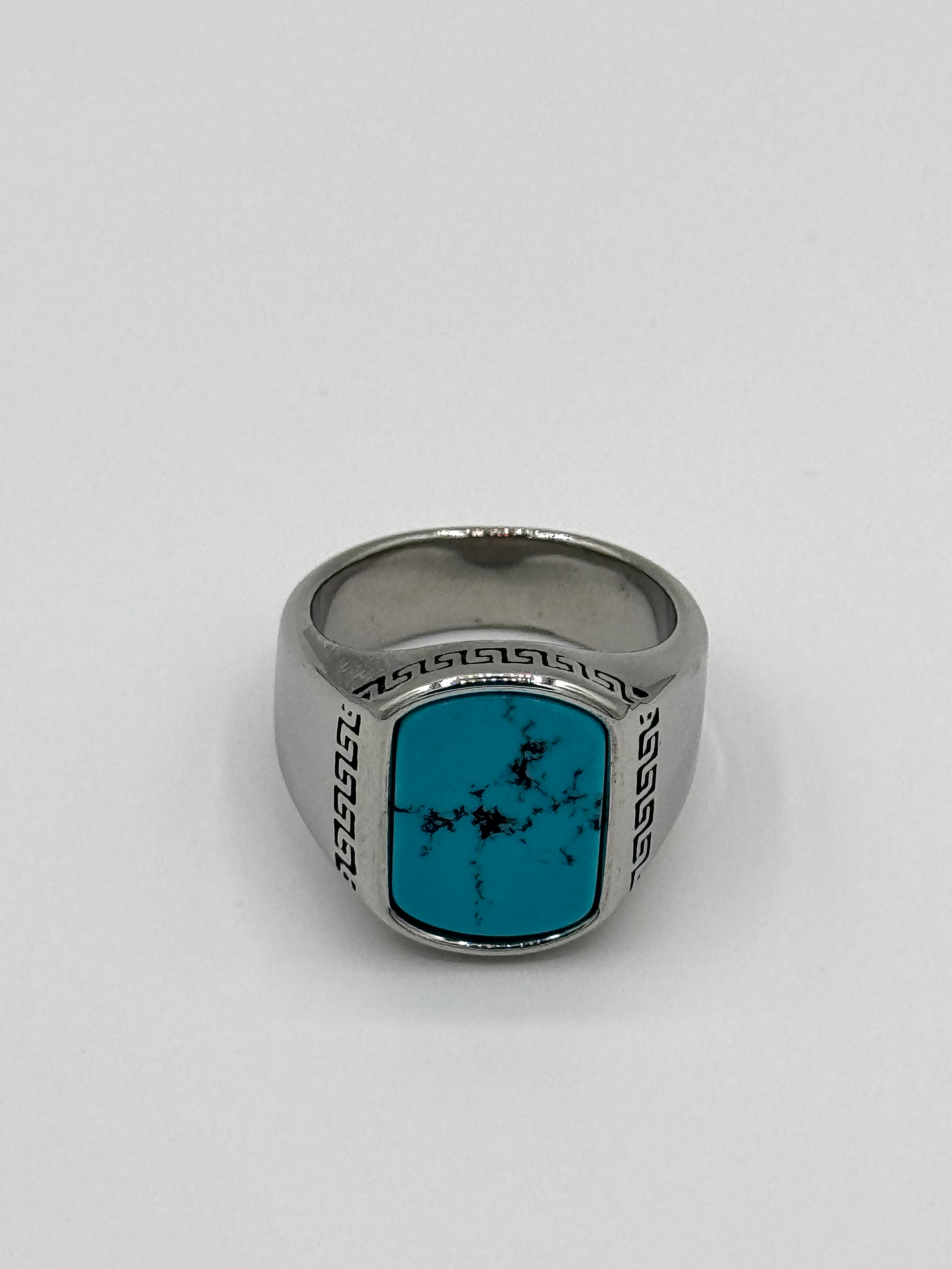 Turquoise Serenity Ring – Polished Silver Minimalist Design – DripZen